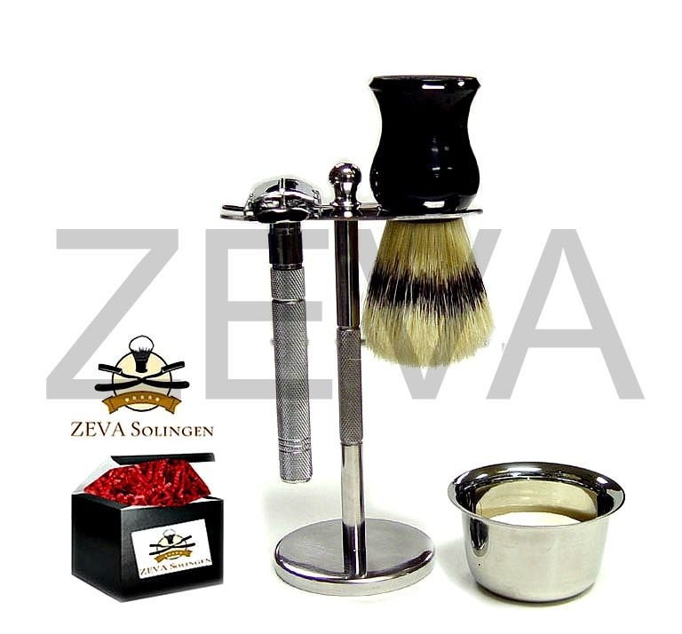 ZEVA 5 Pieces DE Safety Razor Shaving Gift Set / Kit in Box Silver ...